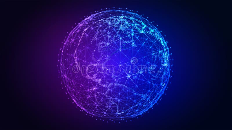 Connection Lines Around Earth Globe. Background with Light Effect ...