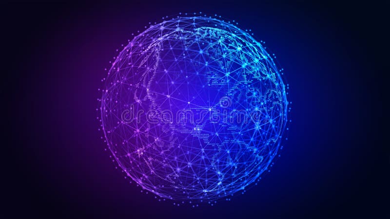 Connection Lines Around Earth Globe. Background with Light Effect ...