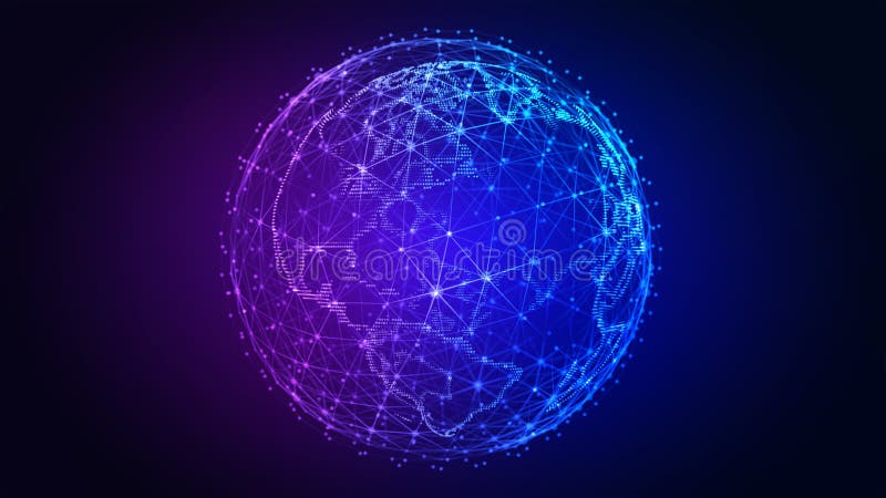 Connection Lines Around Earth Globe. Background with Light Effect ...