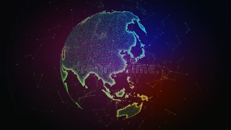 Connection Lines Around Earth Globe. Background with Light Effect ...