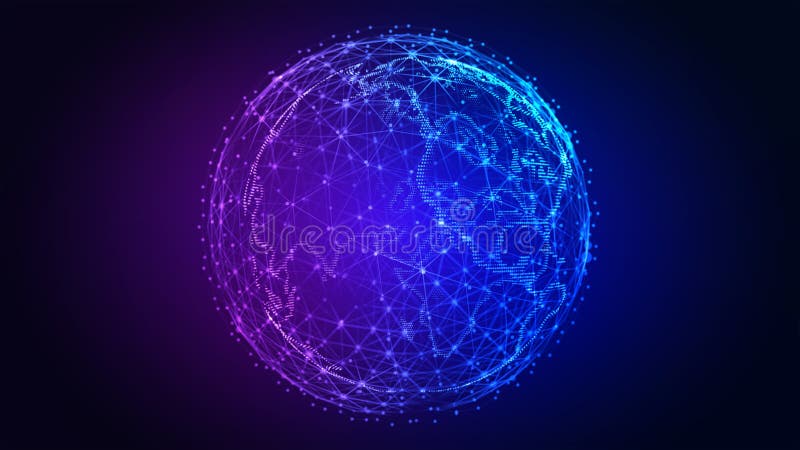 Connection Lines Around Earth Globe. Background with Light Effect ...