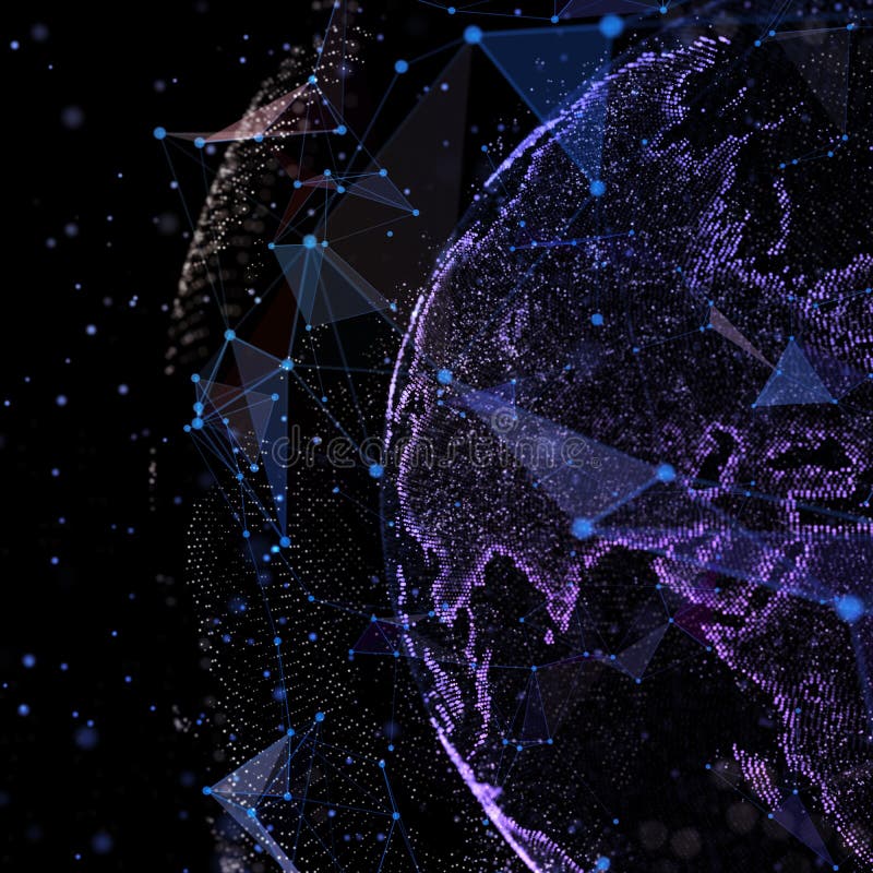 Connection Lines Around Earth Globe, Theme Background with Light Effect ...