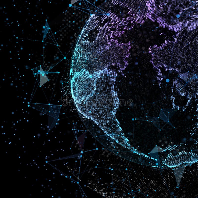 Connection Lines Around Earth Globe, Theme Background with Light Effect ...
