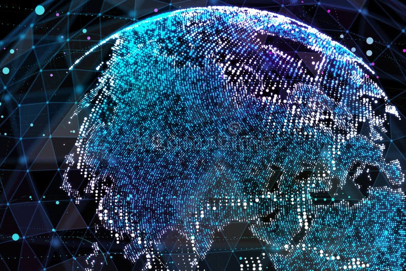 Connection Lines Around Earth Globe, Theme Background with Light Effect ...