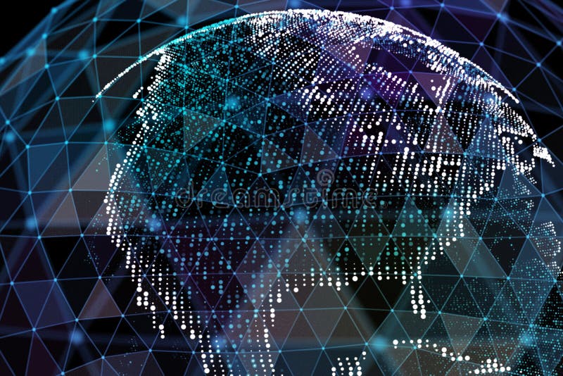 Connection Lines Around Earth Globe, Theme Background with Light Effect ...