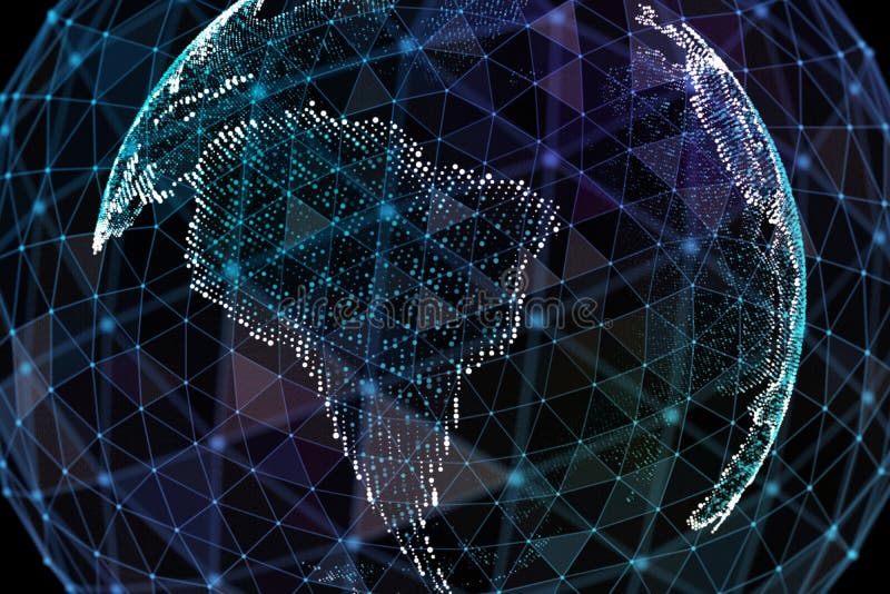 Connection Lines Around Earth Globe, Theme Background with Light Effect ...