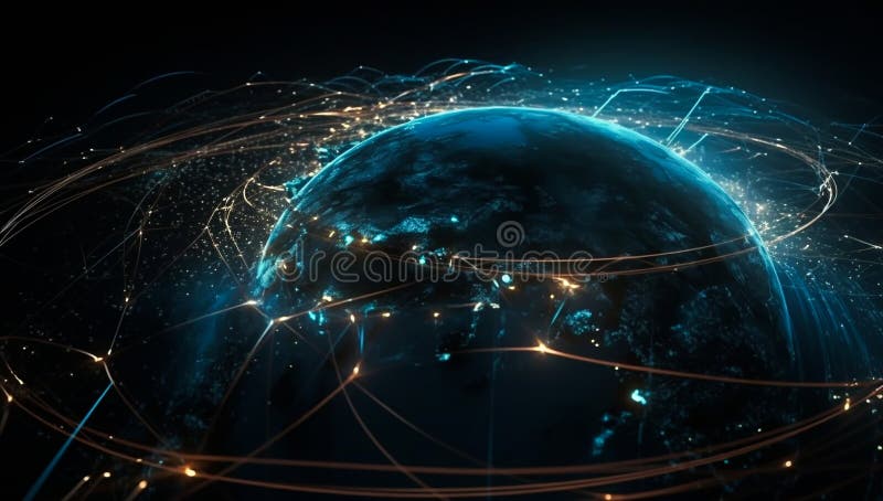 Connection Lines Around the Earth S Surface. AI Generated Stock ...
