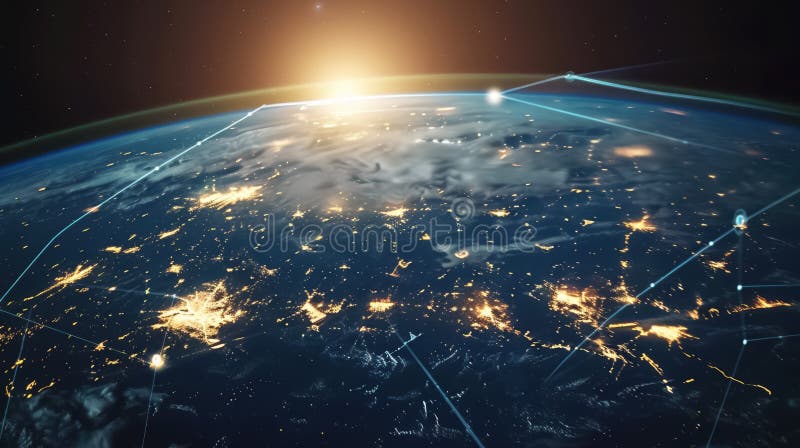 Connection Lines Around the Earth S Surface, View from Space. Future ...