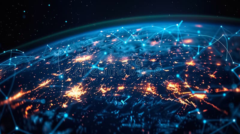 Connection Lines Around the Earth S Surface, View from Space. Future ...