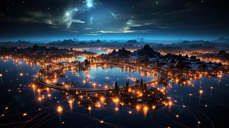 Connection Lines Around the Earth S Surface, Future Technology Backdrop ...