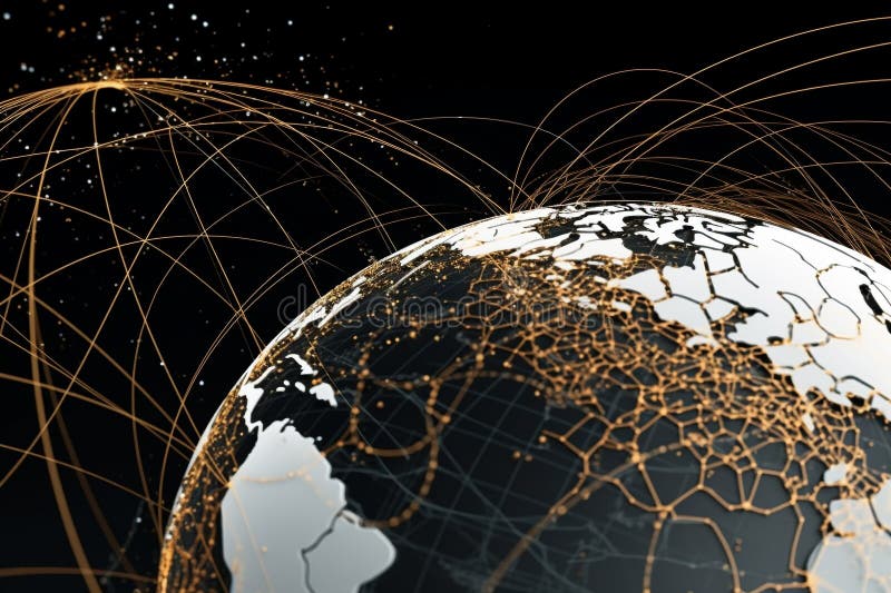 Connection Lines Around the Earth Surface Abstract Illustration ...