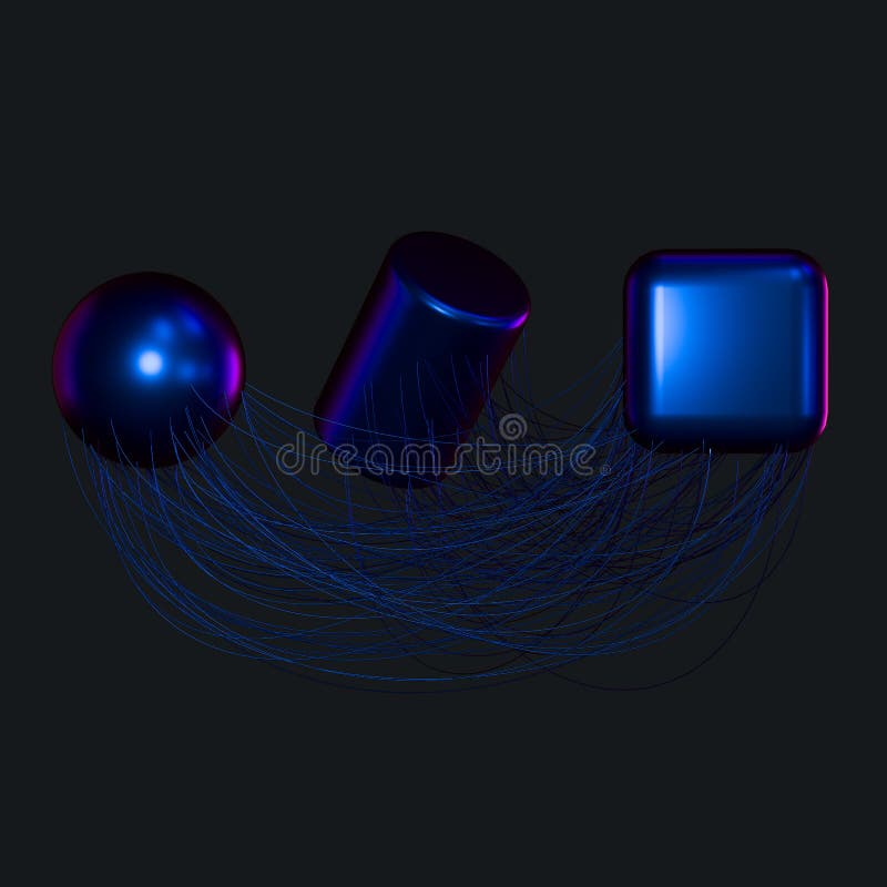 Connection Lines with Creative Geometries, 3d Rendering Stock ...