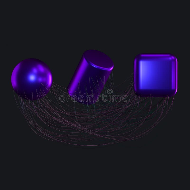 Connection Lines with Creative Geometries, 3d Rendering Stock ...