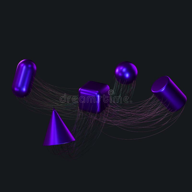 Connection Lines with Creative Geometries, 3d Rendering Stock ...