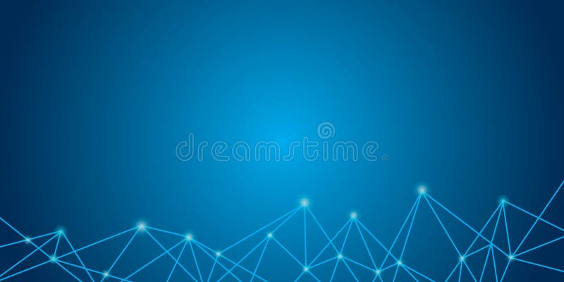 Connection Lines with Dots and Light on Dark Blue Background. Connected ...
