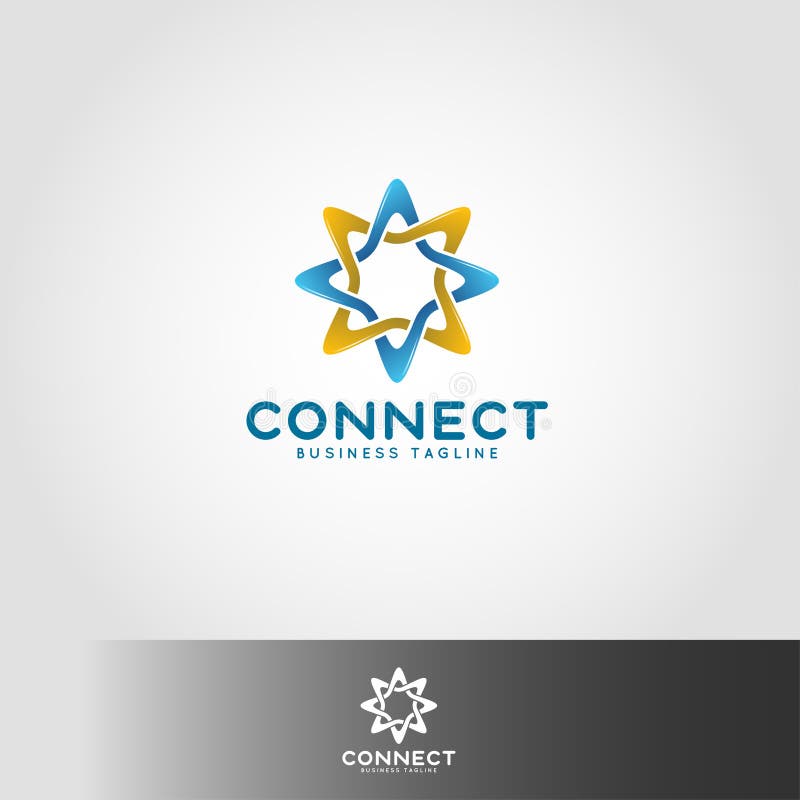 Connection - Linked Star Line Logo Template Stock Vector - Illustration ...