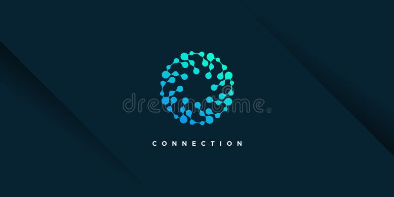 Connection Logo Design Vector with Creative Unique Dot Concept Stock ...
