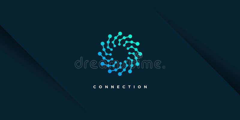 Connection Logo Design Vector with Creative Unique Dot Concept Stock ...