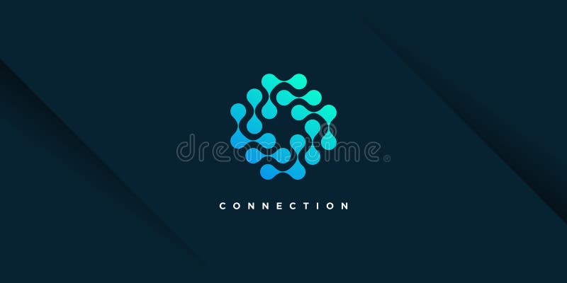 Connection Logo Design Vector with Creative Unique Dot Concept Stock ...
