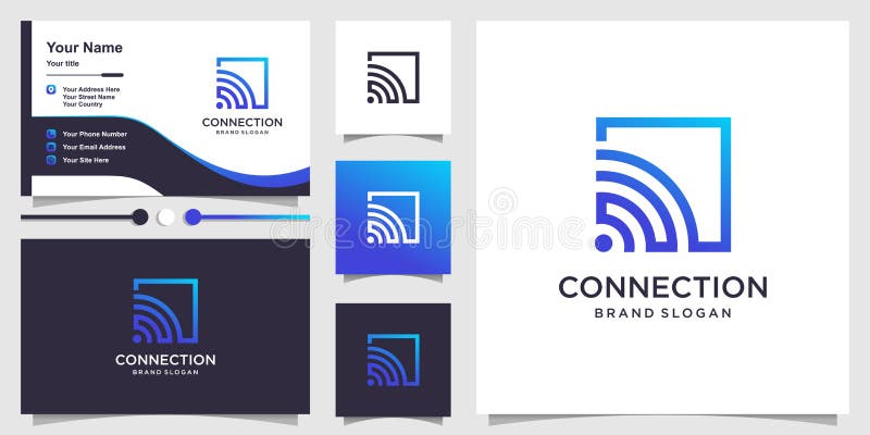 Connection Logo Technology Concept and Business Card Design Premium ...