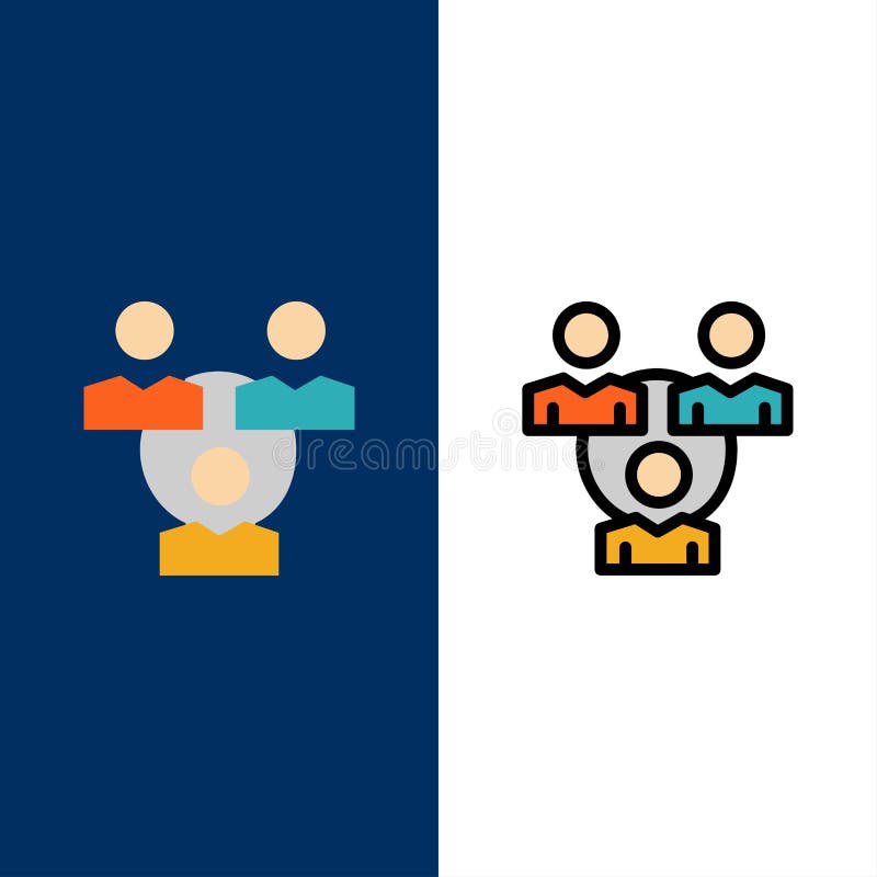 Connection, Meeting, Office, Communication Icons. Flat and Line Filled ...