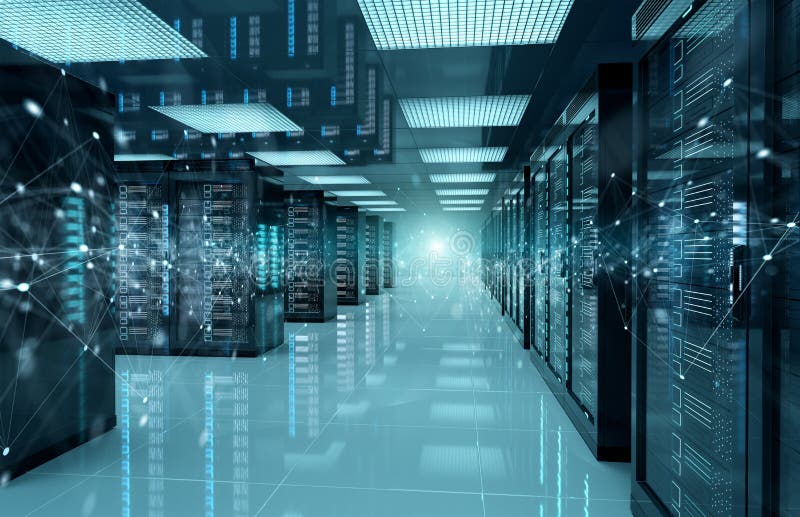 Connection Network in Servers Data Center Room Storage Systems 3D ...