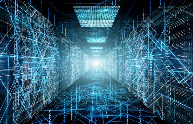 Connection Network in Servers Data Center Room Storage Systems 3D ...