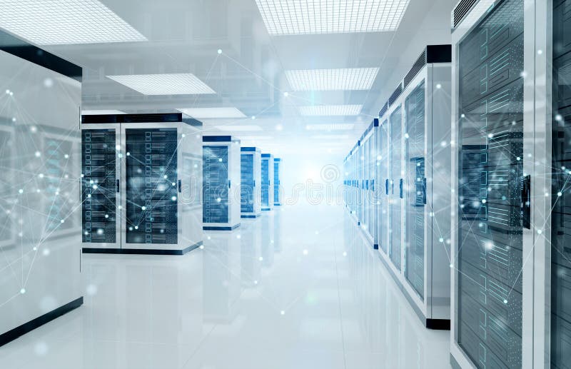 Connection Network in Servers Data Center Room Storage Systems 3D ...