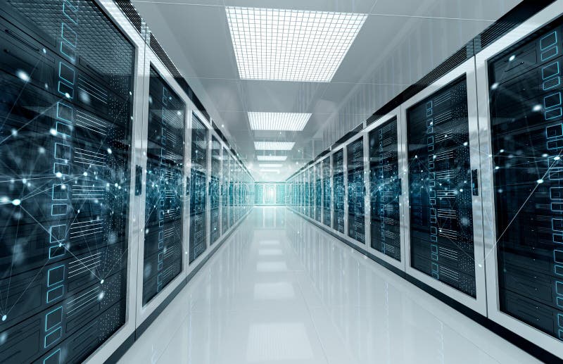 Connection Network in Servers Data Center Room Storage Systems 3D ...
