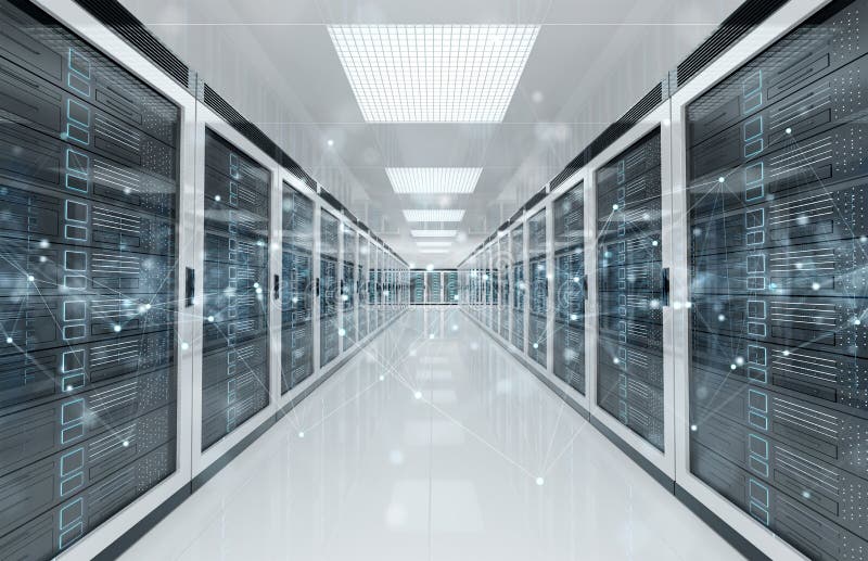 Connection Network in Servers Data Center Room Storage Systems 3D ...