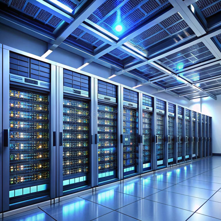 Connection Network in Servers Room Stock Illustration - Illustration of ...