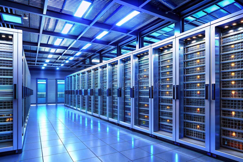 Connection Network in Servers Room Stock Illustration - Illustration of ...