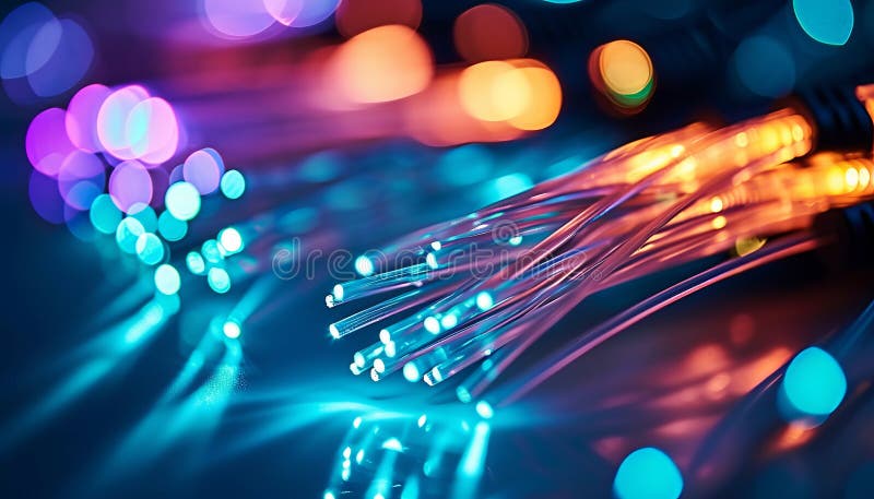 Connection of Optical Fiber Cable, Technology Background Stock ...