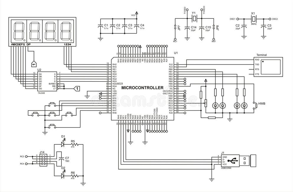 Connection of Peripheral Devices (terminal, Keyboard, Lcd Display, Usb ...