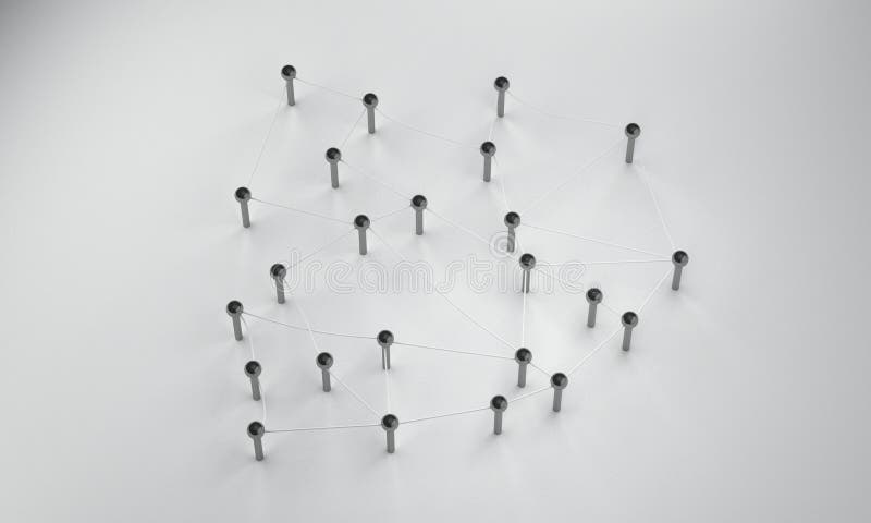 Connection Pin Network on Social Media, 3d Rendering Communication ...