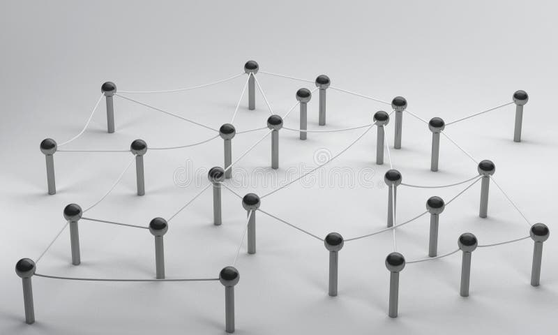 Connection Pin Network on Social Media, 3d Rendering Communication ...