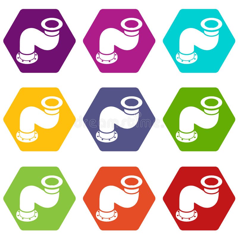 Connection Pipe Icons Set 9 Vector Stock Vector - Illustration of ...