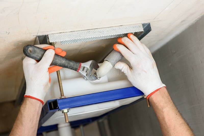 Connection of the Pipe To the Built-in Tank Stock Image - Image of ...