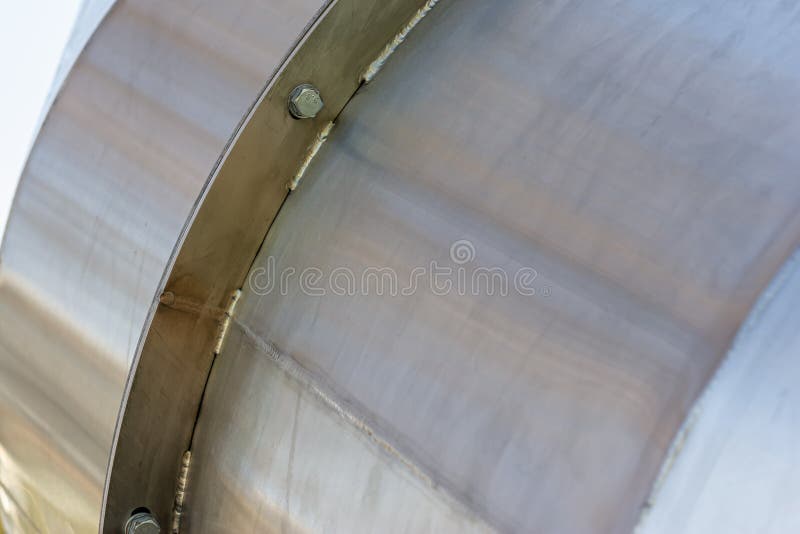 Connection of Pipes. Stainless Pipe. Large Diameter Pipe. Bolted ...