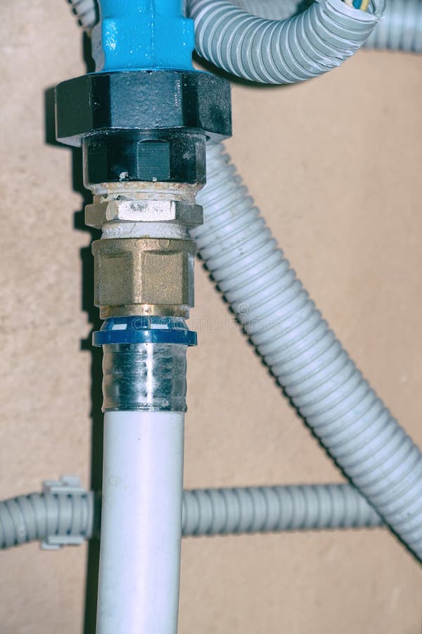 Connection of Plastic Pipes through Tees Fittings Stock Image - Image ...