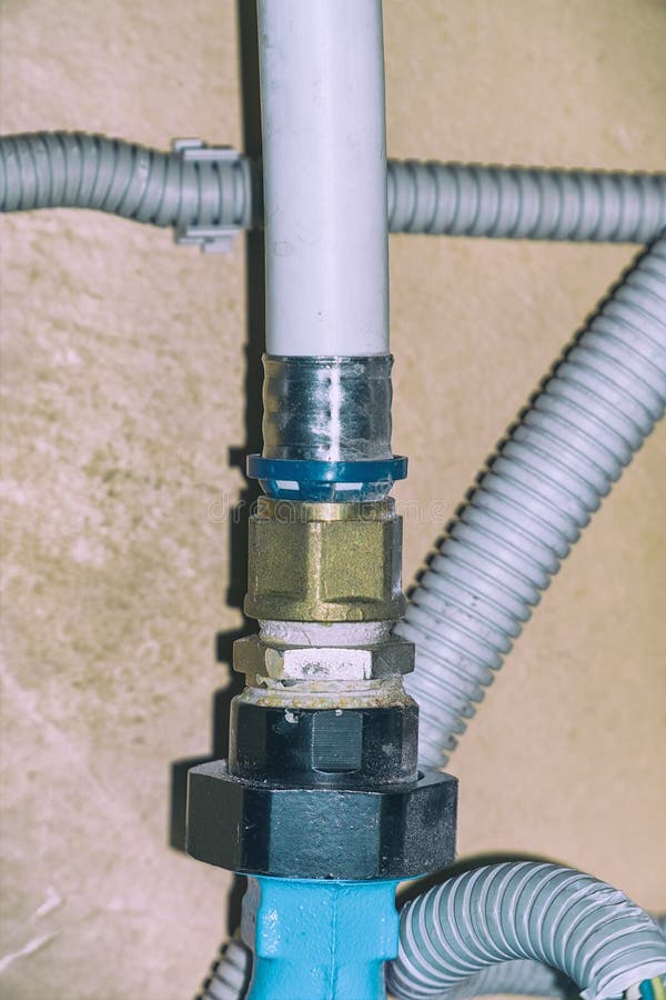 Connection of Plastic Pipes through the Coupling Stock Image - Image of ...
