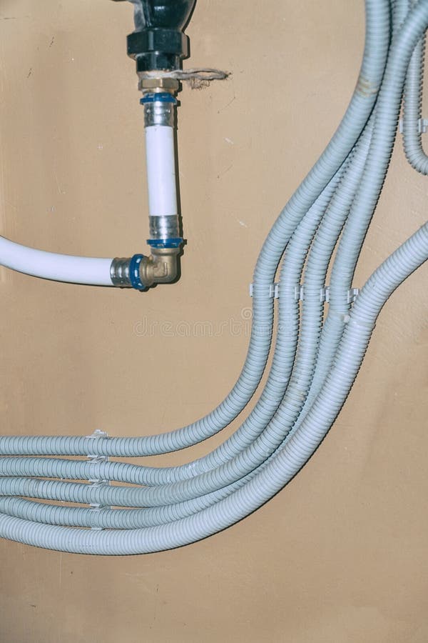 Connection of Plastic Pipes through Fittings Stock Photo - Image of ...