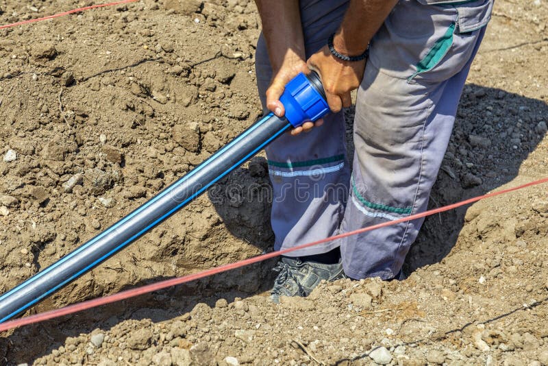 Pipe To Connect the Groundwater Supply Pump. Artesian Well. Ground ...