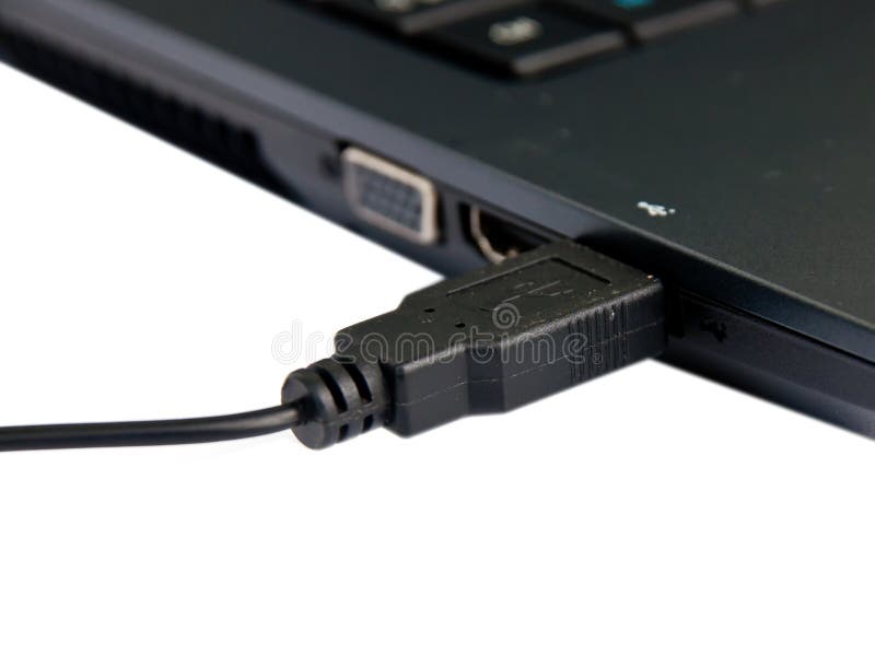 Connection port on laptop. stock image. Image of open - 26389049
