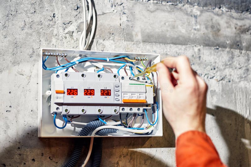 Connection of the Power Supply System of Electricity Stock Image ...