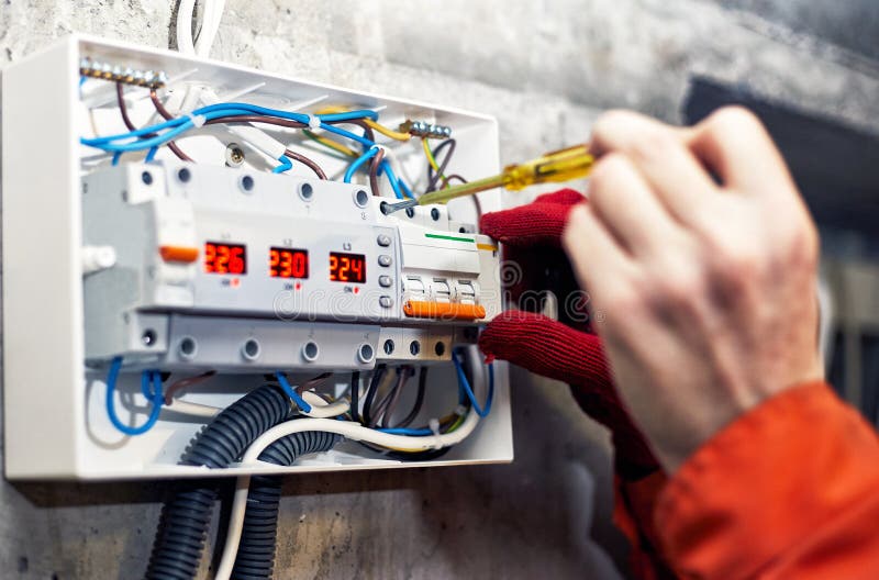 Connection of the Power Supply System of Electricity Stock Image ...