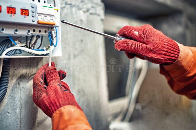 Connection of the Power Supply System of Electricity Stock Photo ...