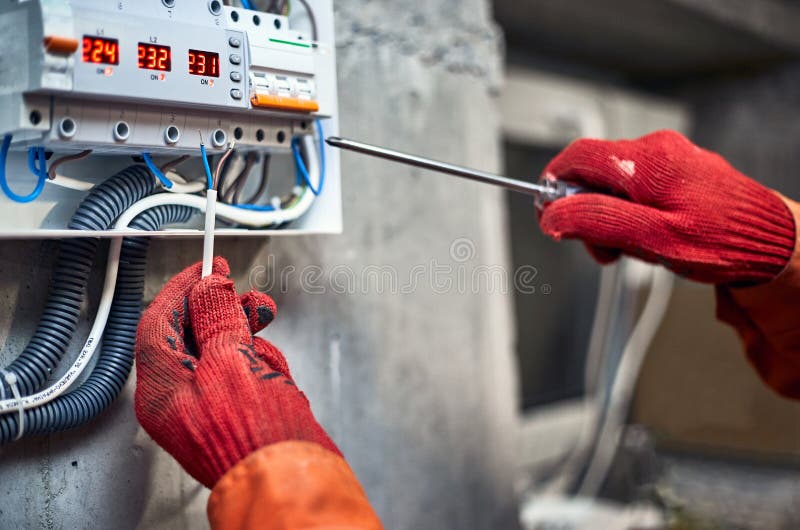 Connection of the Power Supply System of Electricity Stock Photo ...