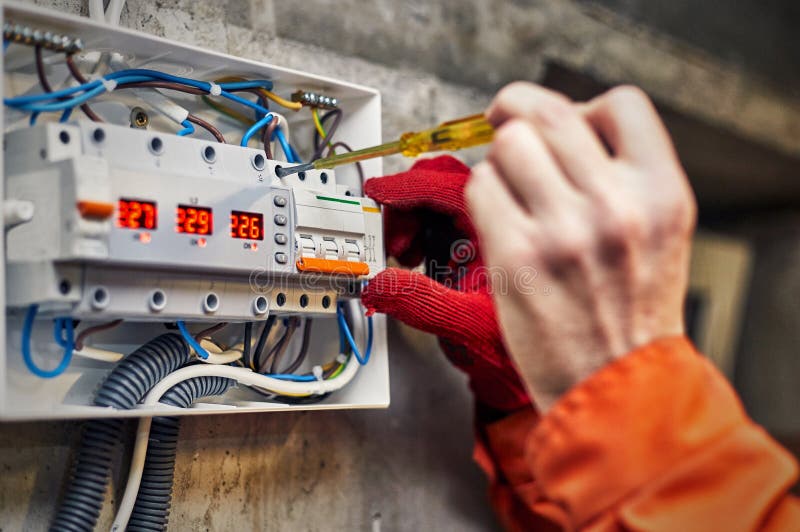 Connection of the Power Supply System of Electricity Stock Photo ...