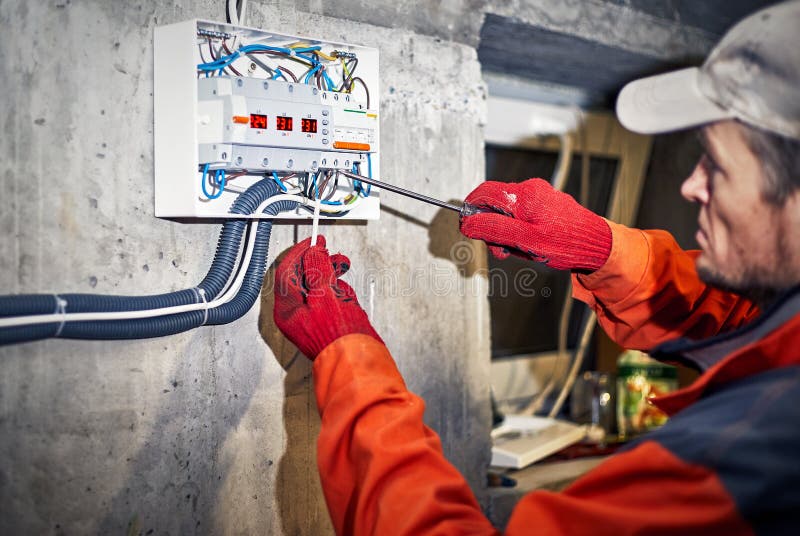 Connection of the Power Supply System of Electricity Stock Photo ...